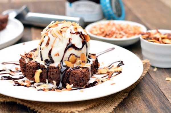 Chocolate CocoNUT Brownie Sundae - Garnish & Glaze