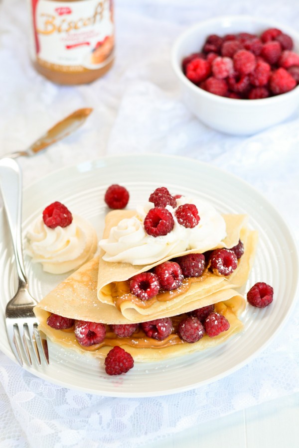 Raspberries n' Creme Biscoff Crepes