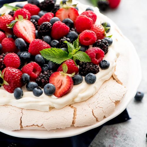 Mixed Berry Pavlova - Garnish & Glaze
