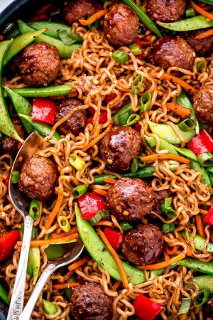 Meatball Veggie Ramen - Garnish & Glaze