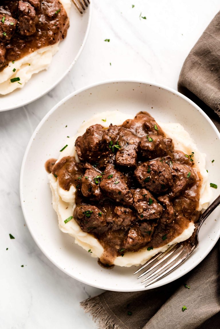 Instant Pot Beef Tips & Gravy - Garnish & Glaze