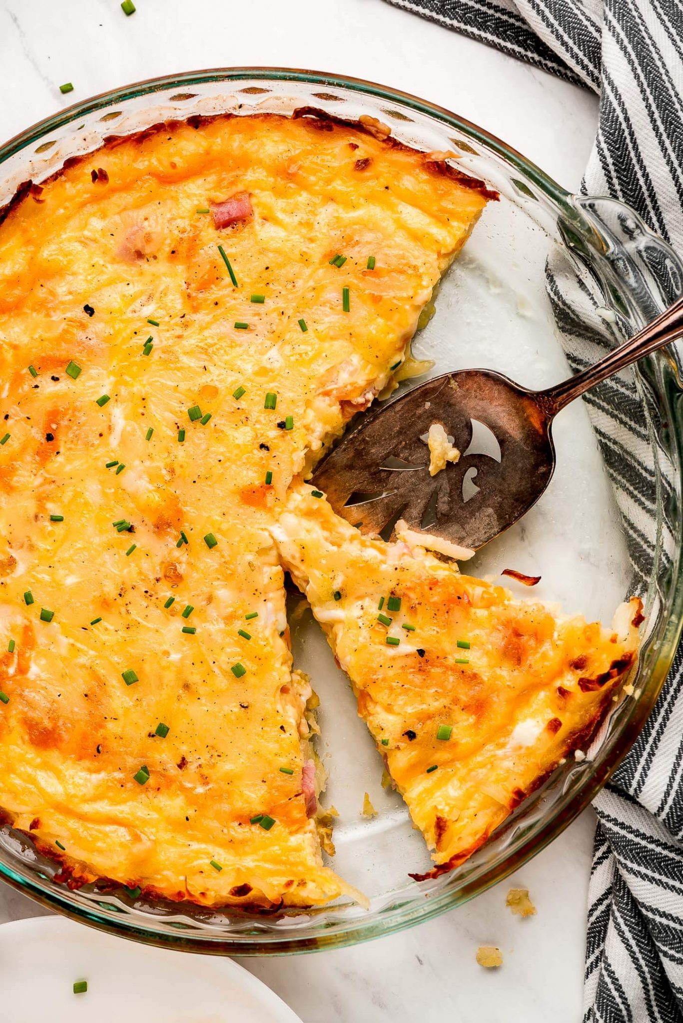 Ham & Cheese Hash Brown Quiche - Garnish & Glaze
