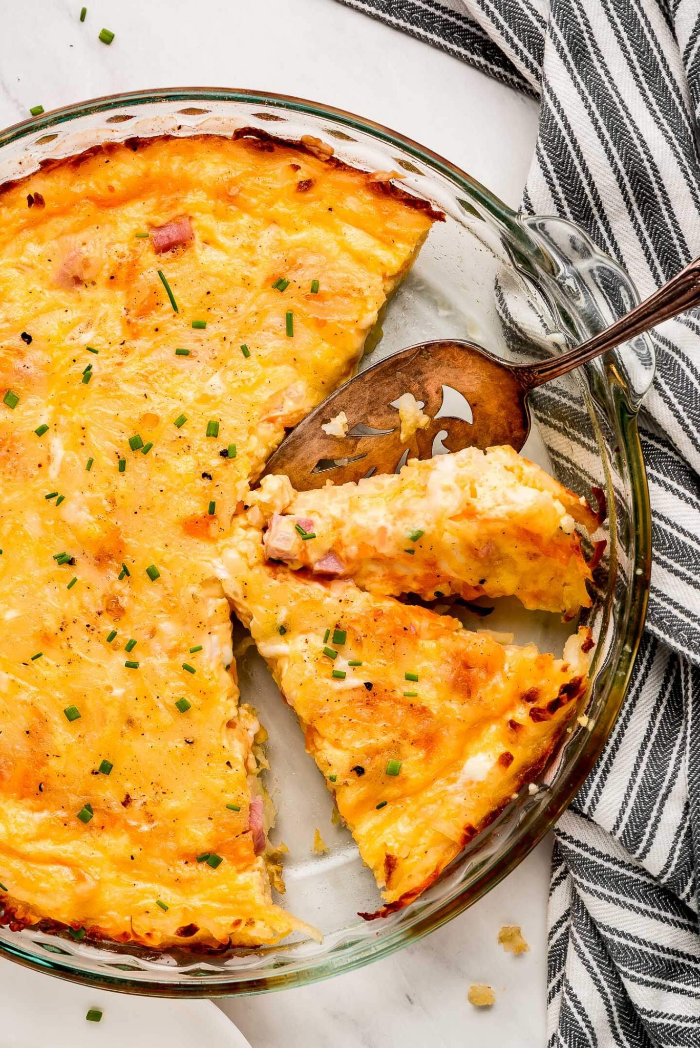 Ham & Cheese Hash Brown Quiche - Garnish & Glaze